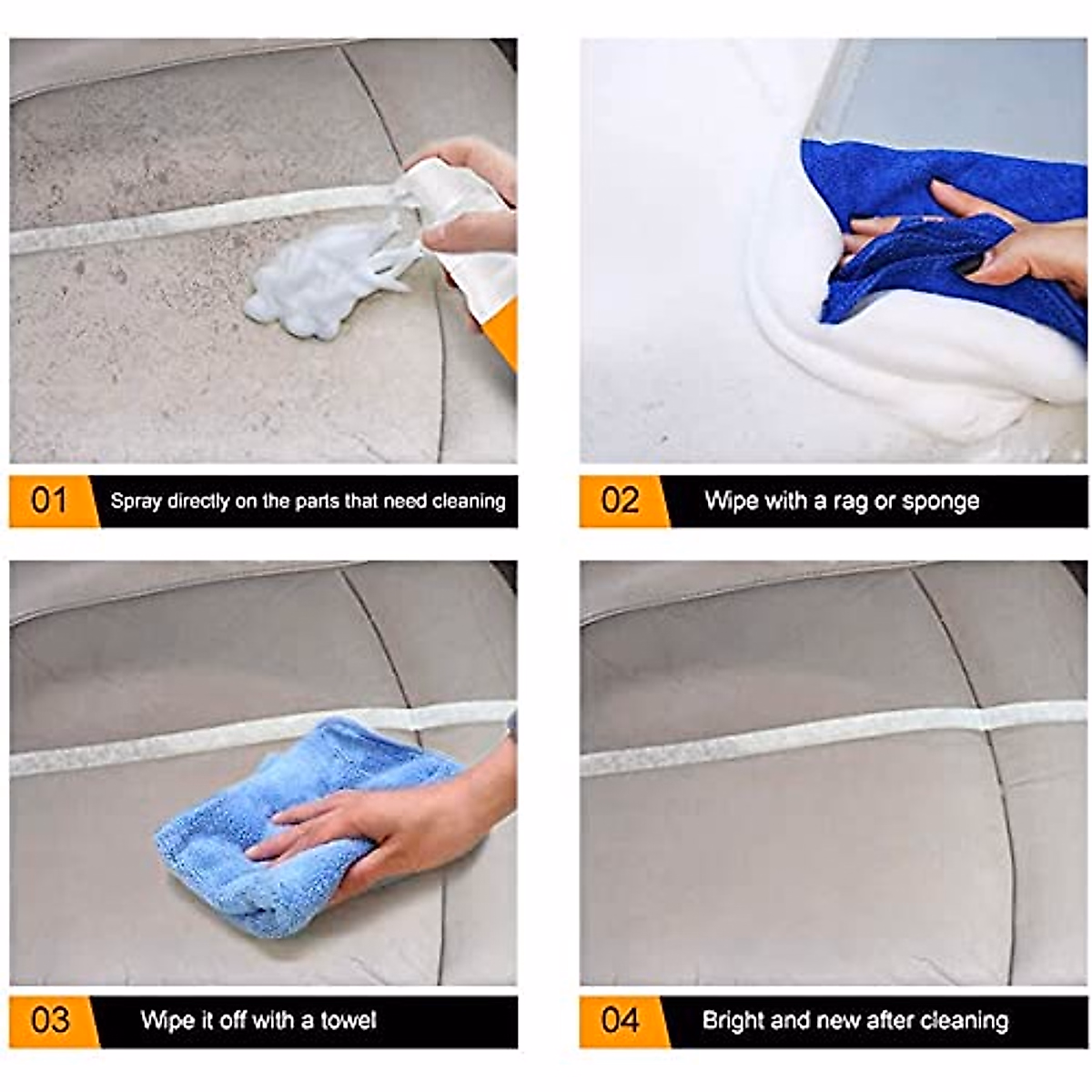 Multipurpose Foam Cleaner Spray, Foam Cleaner for car and House Lemon Flavor, Leather Decontamination, Multi-Functional Foam Cleaner, Cleaning Spray for Car Interior Ceiling Leather Seat (2Pcs(2*100ML))