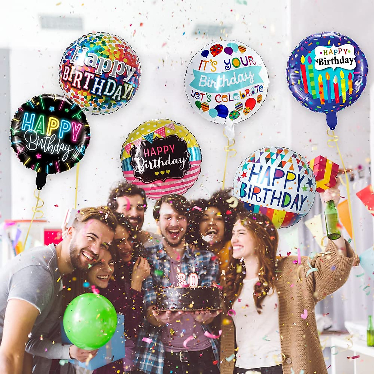 30 Pieces Happy Birthday Foil Balloons for Celebrations