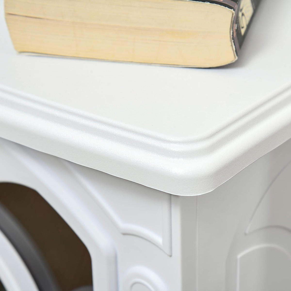 HOMCOM 17" Freestanding Electric Fireplace Stove, Fire Place Heater with Realistic Logs and Flame Effect, Adjustable Temperature, and Overheat Protection, 750W/1500W, White