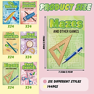 Hungdao 48 Pcs Mini Activity Books for Boys and Girls, Fun and Games, Challenging Activities Include Mazes, Word Scramble and More Bulk Gifts for Students Party Classroom Goodie Bag Stuffers