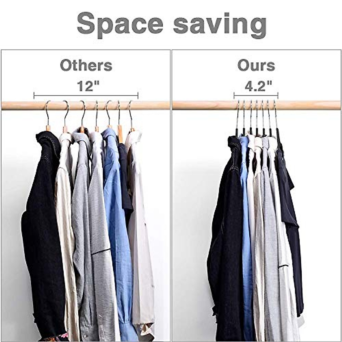 Hoogtecly Premium Velvet Hangers Heavyduty - Non Slip - Velvet Suit Hangers Hooks,Space Saving Clothes Hangers Black (30pcs)