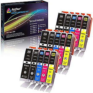 Arthur Imaging Compatible Ink Cartridge Replacement for 250XL 251XL (3 Large Black, 3 Small Black, 3 Cyan, 3 Yellow, 3 Magenta, 15-Pack)