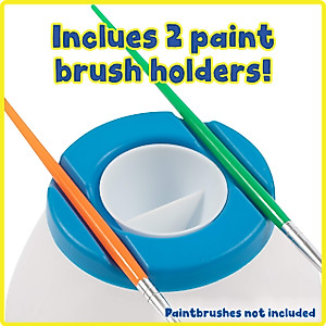 READY 2 LEARN No Spill No Tip Paint Pots - Set of 6 - Spill-Proof and Tip-Proof Paint Containers for Kids - Clear, Cone-Shaped Pots, Colored Lids and Paint Brush Rests