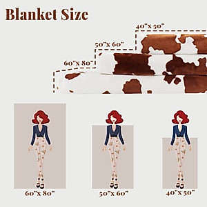 Brown Cow Print Blanket Cozy Soft Cow Print Throw Blanket Lightweight Fleece Cow Blanket Couch Chairs Sofa Bedroom Living Room 50x60 inch Perfect Cow Gift Boys Girls Adults Student