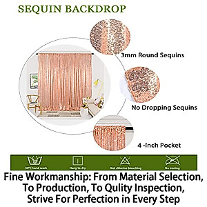 ShinyBeauty Sequin Backdrop 8FTx8FT-Rose Gold,Sequin Curtain Backdrop Photo Booth Wedding Props Glitter Party Background Decorations