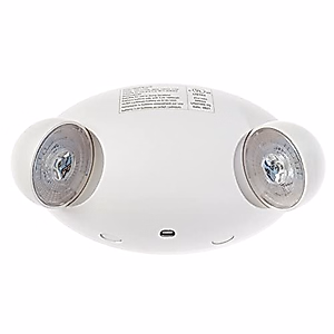 Ciata Lighting Round Head Emergency Wall Light with Battery Back-up, 120-277V, Two Head Adjustable Emergency Lighting Commercial, for Home in White Finish