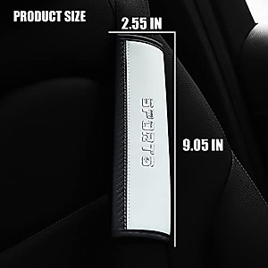 8sanlione 2PCS Auto Seat Belt Cover, PU Leather Car Shoulder Pads Strap for Comfortable Driving, Harness Cushion Protect Neck, Vehicle Interior Accessories Compatible with Adults Youth Kids (White)