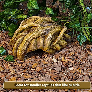 Cosyall Reptile Hide Resin Tree Stump Snake Hide and Cave Hideout Terrarium Habitat Reptile Tank Accessories Decor Leopard Gecko Habitat Shelter for Lizard Spider Frog Amphibians Medium