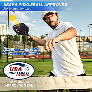 Pickleball Paddles Set of 2, USAPA Approved Fiberglass Surface Pickleball Set with 2 Pickleball Rackets,4 Pickleball Balls,1 Portable Carry Bag, Pickle Racket Set ​for Men Women