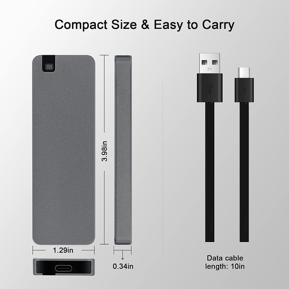 2TB External Hard Drive, Portable SSD External Hard Drive with Reading Speed Up to 500Mb/s Plug and Play Ready for Mac and PC Computer, Desktop, Laptop Silver