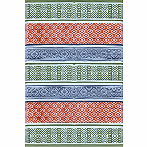 BalajeesUSA Outdoor Rugs 9x12 ft Large Plastic Patio Green, Orange Affordable Multipurpose Woven Plastic Straw All-Weather Waterproof Reversible Camper mat Backyard Picnic Sports Camps Tent Picnic