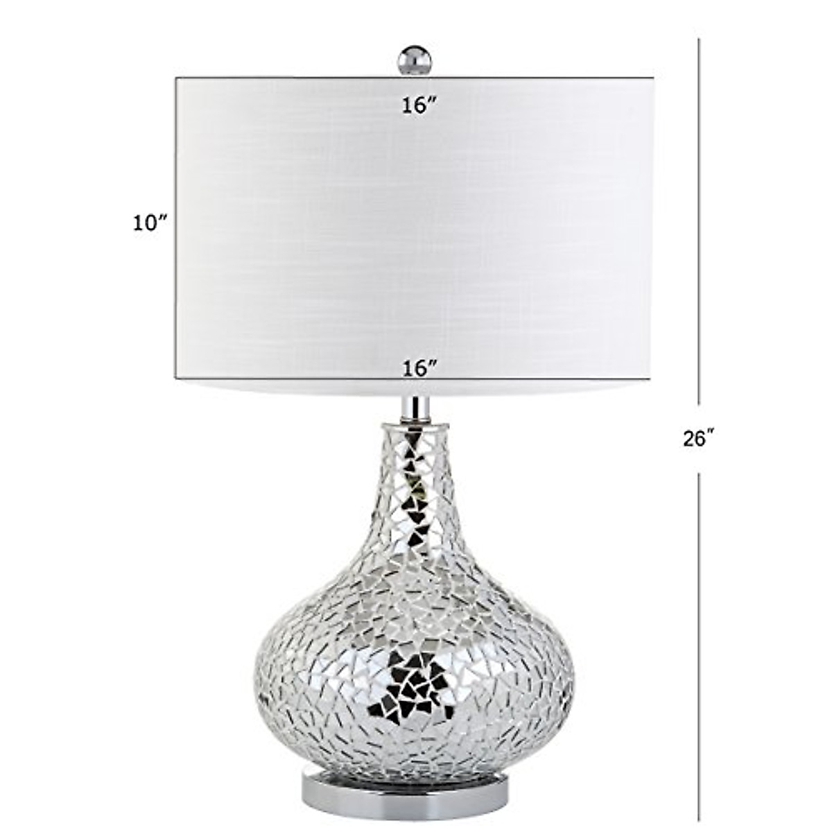 JONATHAN Y JYL1056A Emilia 26" Mirrored Mosaic LED Table Lamp Contemporary Glam Bedside Desk Nightstand Lamp for Bedroom Living Room Office College Bookcase LED Bulb Included, Silver