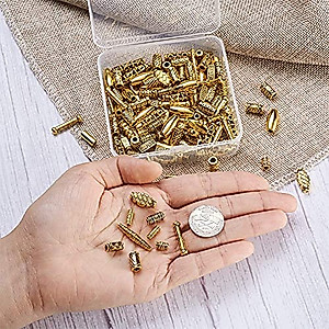 Craftdady 150Pcs Antique Gold Tube Bar Spacer Beads Tibetan Metal Column Barrel Drum Beads for Jewelry Crafts Making Hole:1-3.5mm