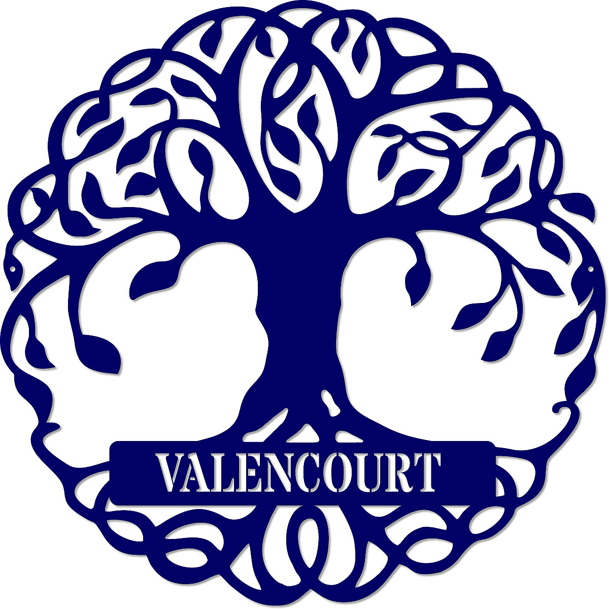 Tree of Life Personalized Metal Wall Sign | Custom Metal Name Sign | Personalized Last Name Sign | Door Hanger | Indoor Outdoor Metal Wall Decor Sign | Wedding Gift | Family Monogram Sign Made in USA