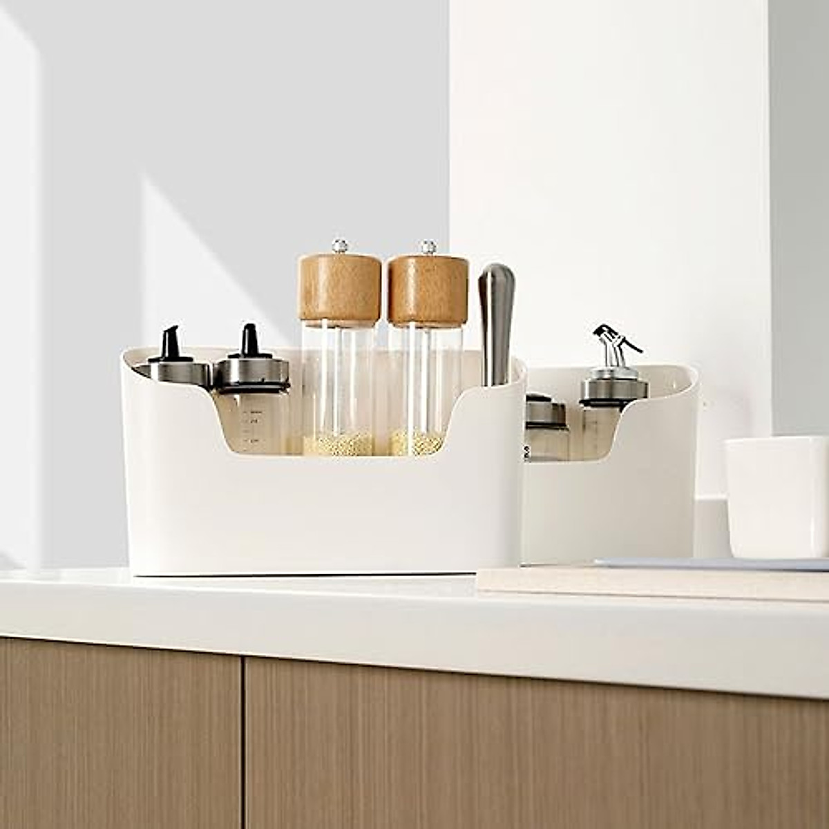 YESBAY Wall Mount Organizer Rack Wall Storage Box Floating Shelves Multi-Purpose Self-Adhesive Storage Box Sturdy Reusable Organizer for Doors Walls Refrigerators Bathroom Kitchen White