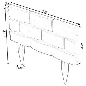 Gardenised Outdoor Brick Stone Gate Lawn Edging Pack of 8, Red