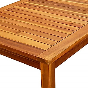 Tidyard Patio Garden Coffee Table Slatted Tabletop Acacia Wood Side Table for Garden, Poolside, Balcony, Outdoor Furniture 43.3 x 23.6 x 17.7 Inches (L x W x H)