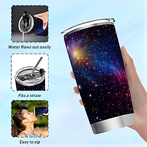 Wassud Colorful Starry Sky 20 oz Tumbler with Lid and Straw Stainless Steel Double Wall Vacuum Tumblers Insulated Travel Coffee Mug for Cold and Hot Drinks