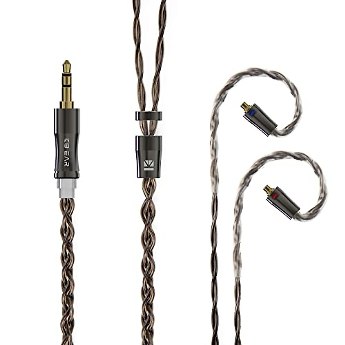 YINYOO Replacement Earphones Cable Kbear Copper-Silver Alloy Mixedly Braided Upgrade Cable for TIN Audio T2 T3 T2 PRO Shure SE215 SE535 UE900,BGVP Earphones (3.5mm Plug, mmcx)