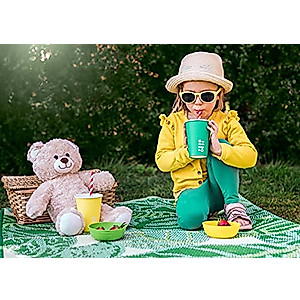 Talking Tables Green Tropical Palm Leaf Waterproof Outdoor Rug | Plastic, Lightweight & Non Slip Mat with Double-Sided Jungle Leaves Pattern | for Garden, Patio, Decking, Bathroom, Utility, Picnic