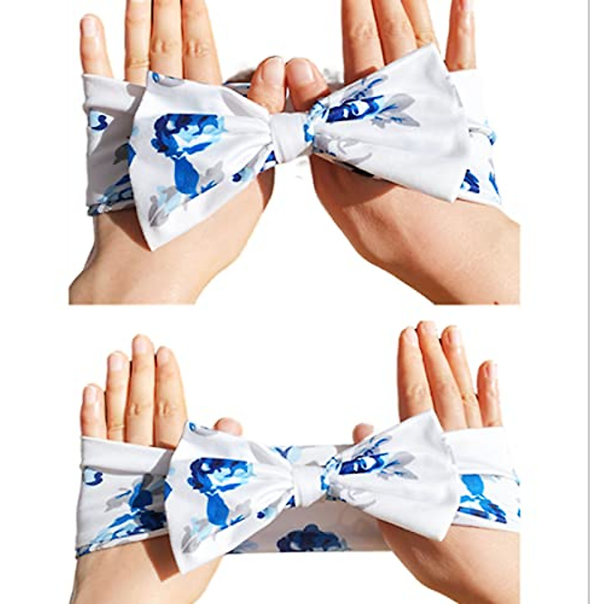 Newborn Swaddle Blanket, Baby Receiving Blanket Wrap with Headband for 0-3 Month Baby Girl and Boy(Blue), One size