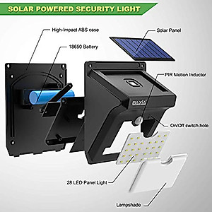 BAXIA TECHNOLOGY Solar Outdoor Lights Wireless Security Motion Sensor Outdoor Lights Solar Lights Outdoor Waterproof for Front Door,Backyard,Steps,Garage,Garden (400LM,4 Packs)
