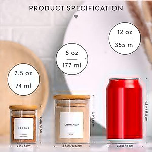Laramaid 2.5oz 20Packs Glass Jars Set, Cylinder Spice Jars with Bamboo Lids and Customized Labels, Food Storage Container Canisters for Home Kitchen, Spice, Herbs, Seasoning, Seed, Tea, Sugar, Salt