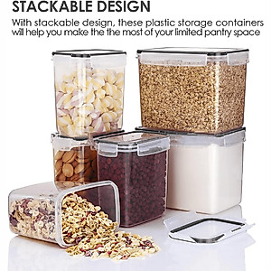 sengenegel 7 Pack BPA Free Airtight Dry Cereal Food Storage Containers Set for Sugar Flour Baking with Measuring Spoon Set and Sticker