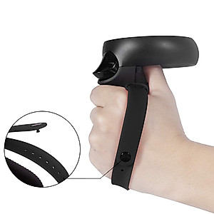 HIJIAO Design silicone Knuckle Strap for Oculus Quest/Oculus Rift S Touch Controller Grip Accessories (1 Pair) (black)