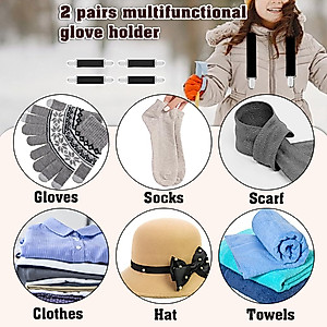 Zkptops 2 Pairs Mitten Clips for Kids Toddlers Baby Elastic Glove Clips Winter Mitten Clips Gloves Holder Strap Hook Attachment String Clothes Dress Cinch Clips Shirt Shawl Sweater Waist Clips (Black)