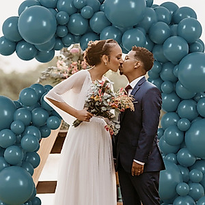 Fxozru Slate Blue Balloons Arch Garland Kit 108Pcs 18/12/10/5 Inch Different Sizes Dark Teal Balloons for Birthday Wedding Bridal Baby Shower Decorations Party Supplies