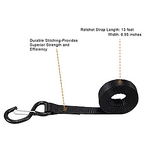 RV/Camper Awning Tie Down Anchor Kit with Ratchet Tie Down Strap and Buffer Tension Spring