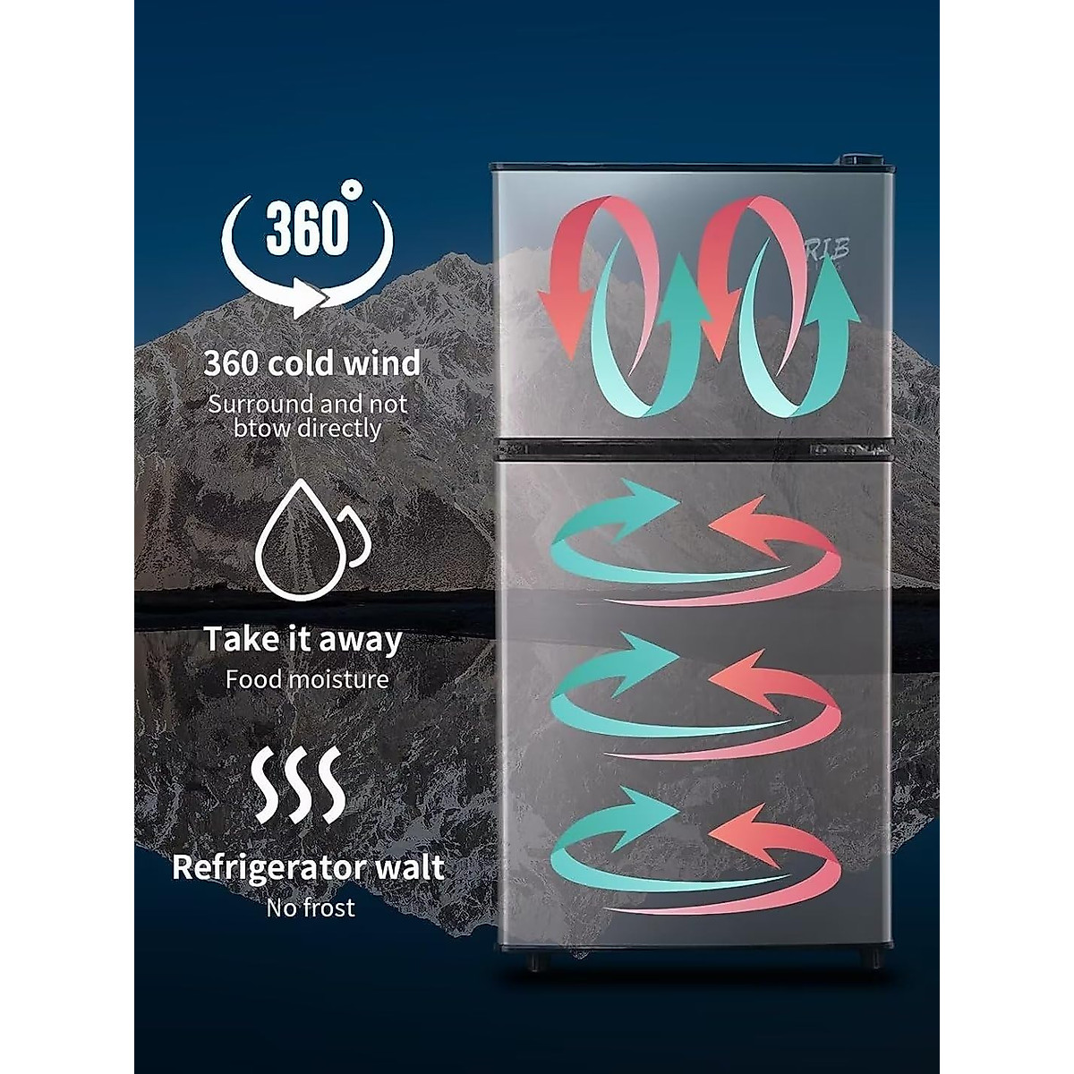 oditton Krib Bling-FLS-80-SILVER Mini Fridge with Freezer, Silver