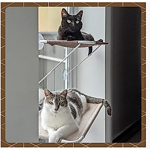 All Around 360° Sunbath and Lower Support Safety Iron Cat Window Perch, Cat Hammock Window Seat for Any Cats (L, Grey)