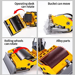 Gemini&Genius Construction Vehicle Toys 1/35 Scale Die-cast Grader Engineering Road Planer Vehicle Models Toys for Kids and Decoration for House (1-35 Road Roller)