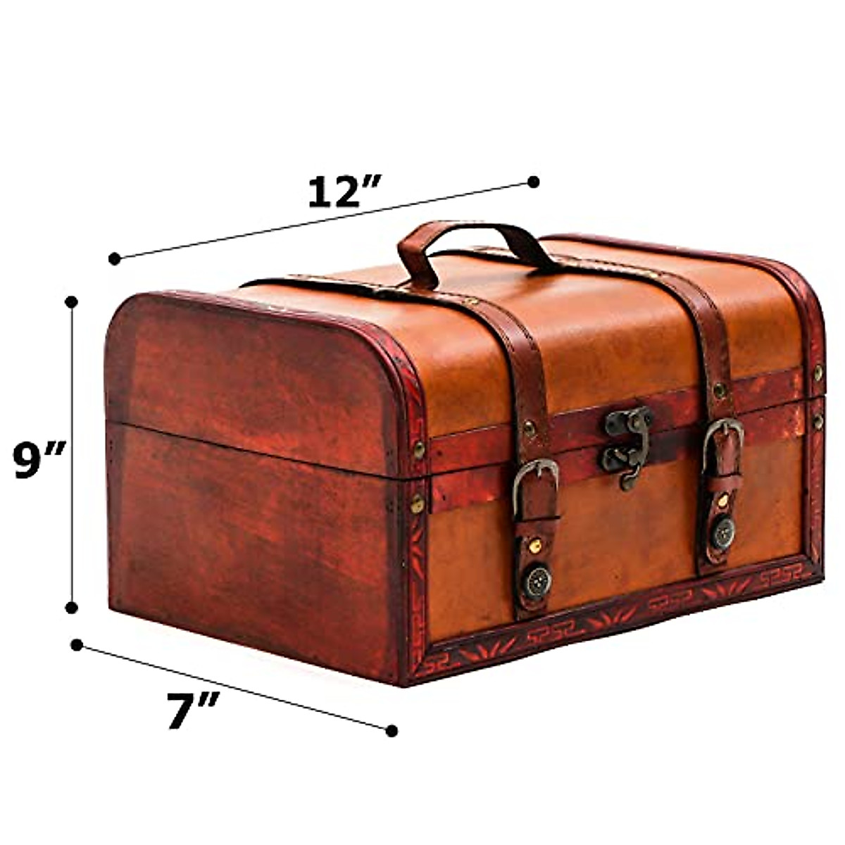 Trademark Innovations 12.5" Decorative Wood Treasure Chest Box