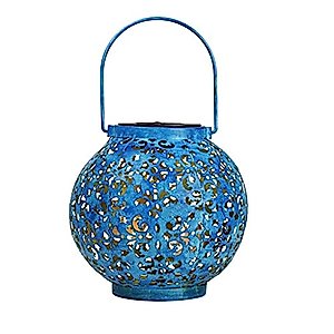 CHYSP Solar Led Iron Art Hollow Lantern Light Outdoor Decorative Lighting Handheld Hanging Lamp for Home Garden Yard Pathway