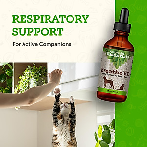 Animal Essentials Breathe EZ for Dogs & Cats - Pet Respiratory Support Supplement, Clear & Easy Breathing, Healthy Respiration, Herbal Formula - 2 Fl Oz