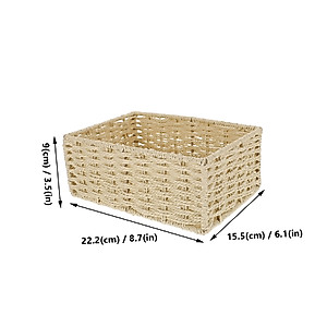 Ciieeo 2pcs Storage Box Toy Storage Basket Square Baskets for Storage Woven Laundry Basket Square Laundry Basket Clothes Bins Storage for Closet Toilet Key Small Basket Wicker Paper Rope