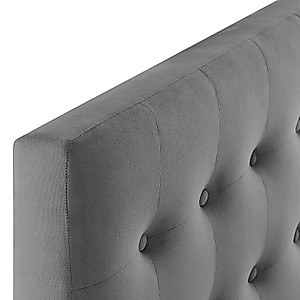 Modway Emily Twin Biscuit Tufted Performance Velvet Headboard, Gray