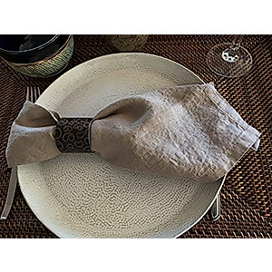 Linen Napkins –100% French Flax – Stonewashed Pure Linen Cloth Napkins - Size 18 Inch x 18 Inch – Set of 4 (Natural Rustic Taupe)