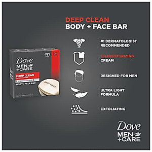 Dove Men+Care Men's Bar Soap More Moisturizing Than Bar Soap Deep Clean Soap Bar that Effectively Washes Away Bacteria, Nourishes Your Skin 3.75 oz 10 Bars
