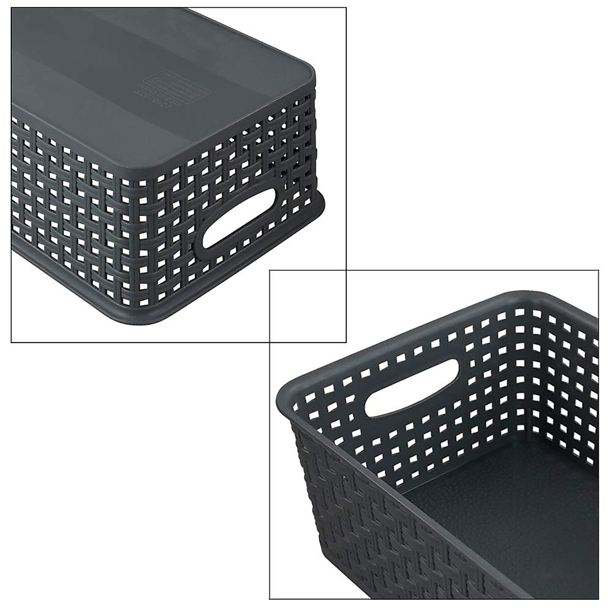 Lesbin 6-Pack Plastic Storage Baskets, Weave Storage Baskets, Gray