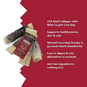 Icelandic+ Beef Rolled Collagen Stick with Wrapped Fish 4" Dog Treat