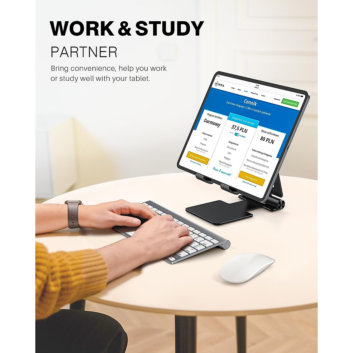 Anozer Tablet Stand,Adjustable Tablet Holder for Desk,Foldable Aluminium for iPad Stand Dock Holder for iPad Air 5/4/Mini 6/Mini 5/10.2/Pro 12.9/Pro 11,Portable Monitor,Surface (4-13 inch)-Black