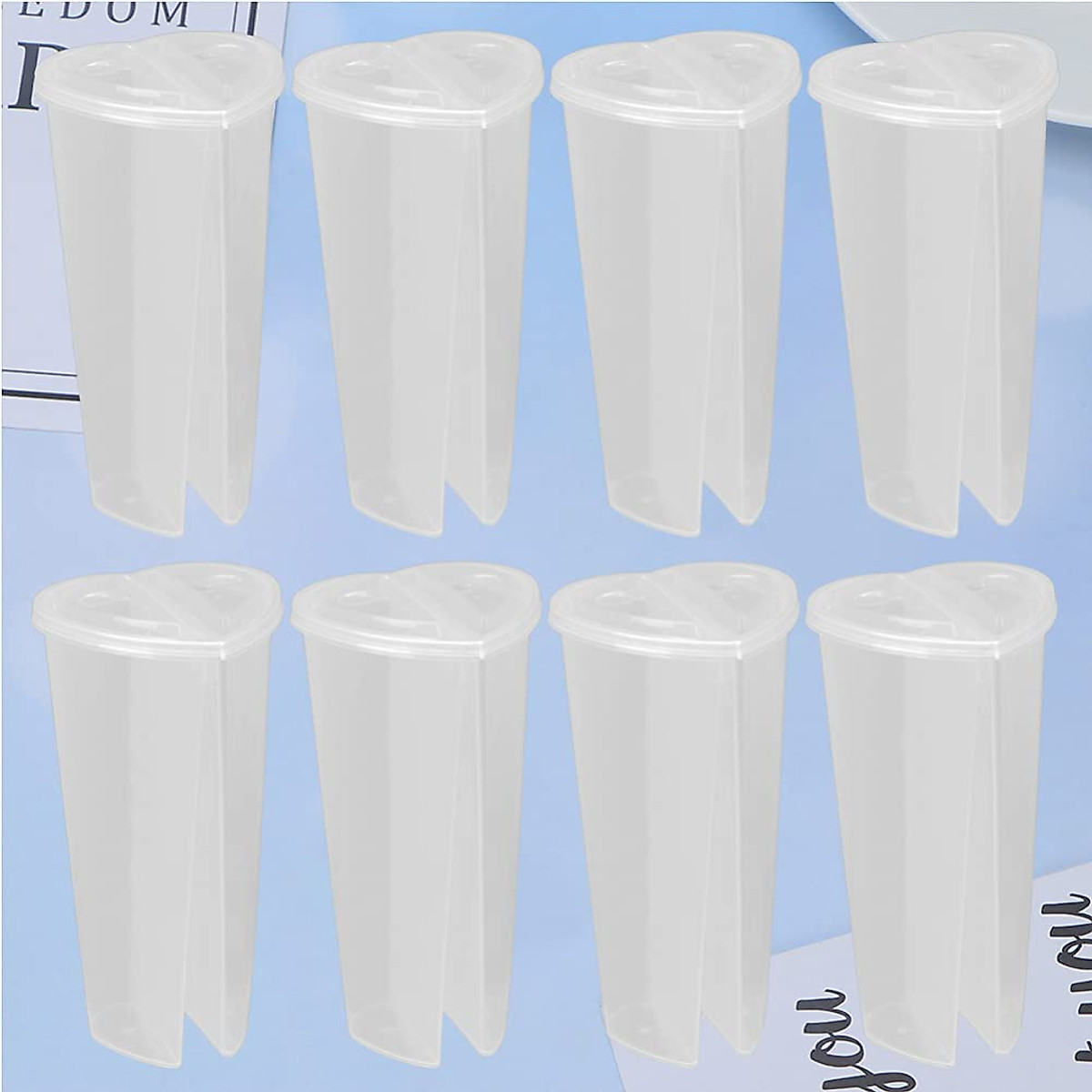 MILISTEN Heart- shaped Plastic Drink Cups with Lids, 20PCS Clear Double Enjoy Bubble Tea Cup Disposable Smoothie Coffee Mug Sharing Tumblers for Valentines Day Milk Tea Juice Champagne
