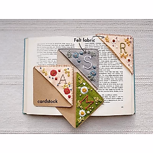 Personalized Hand Embroidered Corner Bookmark, Cute Flower Letter Embroidery Bookmarks, Felt Triangle Page Corner Handmade Bookmark, Felt Triangle Bookmark, Bookmarks for Book Lovers Fall A