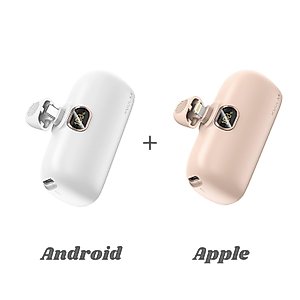 Kuulaa Small Portable Charger iPhone with Built-in Lightning Cable & Mini USB C Power Bank Fast Chargingfor Samsung