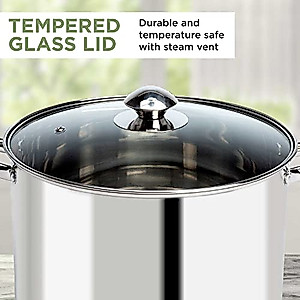 Ecolution Stainless Steel Stock Pot with Encapsulated Bottom Matching Tempered Glass Steam Vented Lids, Made Without PFOA, Dishwasher Safe, 8-Quart, Silver