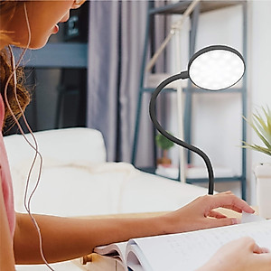 Newhouse Lighting NHCLP-USBC-BK Black Plastic Flexible and Dimmable Clip Light Clamp-Style Energy-Efficient LED Lamp with USB-C Charging Port for Office or Bedroom Use